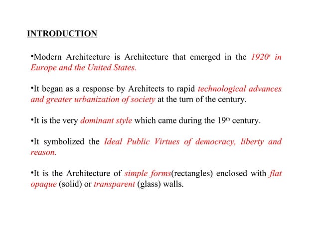 Modern Architecture History | PPT | Houses | Real Estate