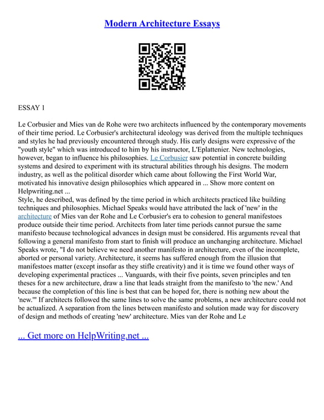 Modern Architecture Essays | PDF