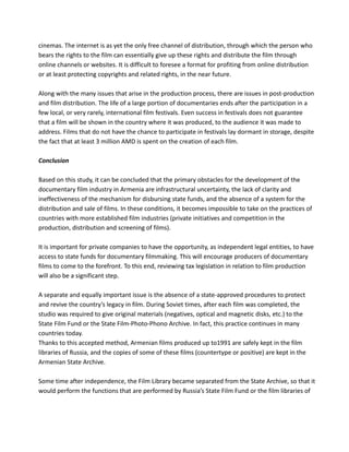 Modern Armenian Documentary Filmmaking: Issues and Perspectives | PDF