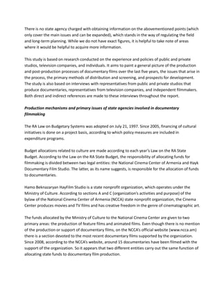 Modern Armenian Documentary Filmmaking: Issues and Perspectives | PDF