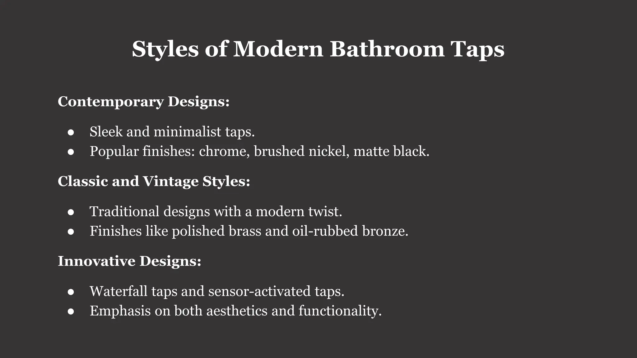 Modern Bathroom Taps: Styles, Features, and Installation.pptx