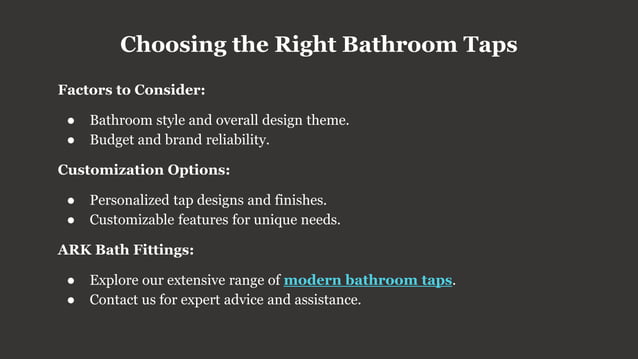 Modern Bathroom Taps: Styles, Features, and Installation.pptx