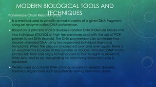 Modern Biological Tools and Techniques | PPTX