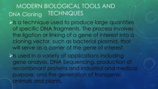 Modern Biological Tools and Techniques | PPTX | Biological Sciences ...