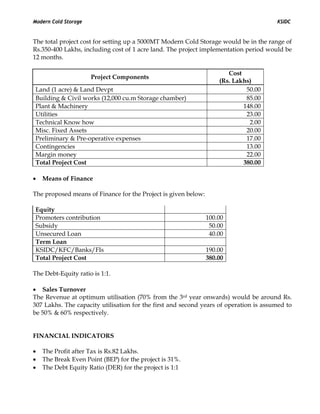 Modern cold storage ksidc | PDF