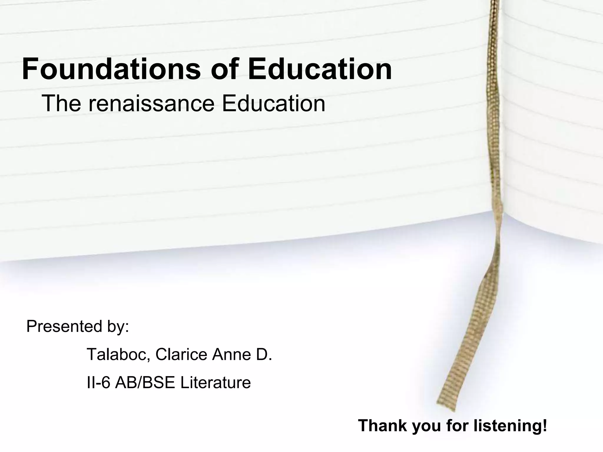 The Renaissance Education | PPTX