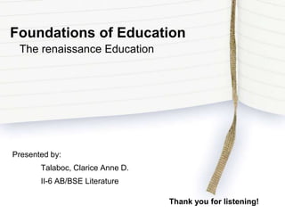 The Renaissance Education | PPTX