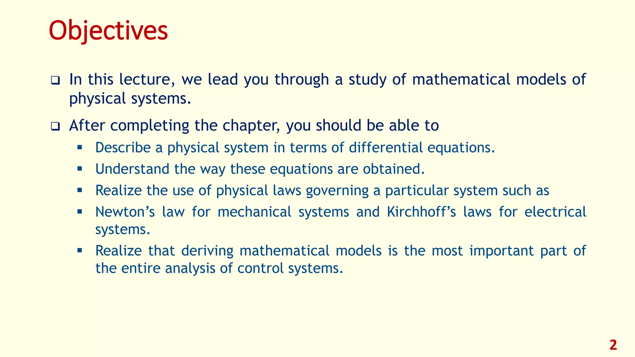 Modern Control Lec 02 Mathematical Modeling Of Systems Pdf Computer Networking Computing