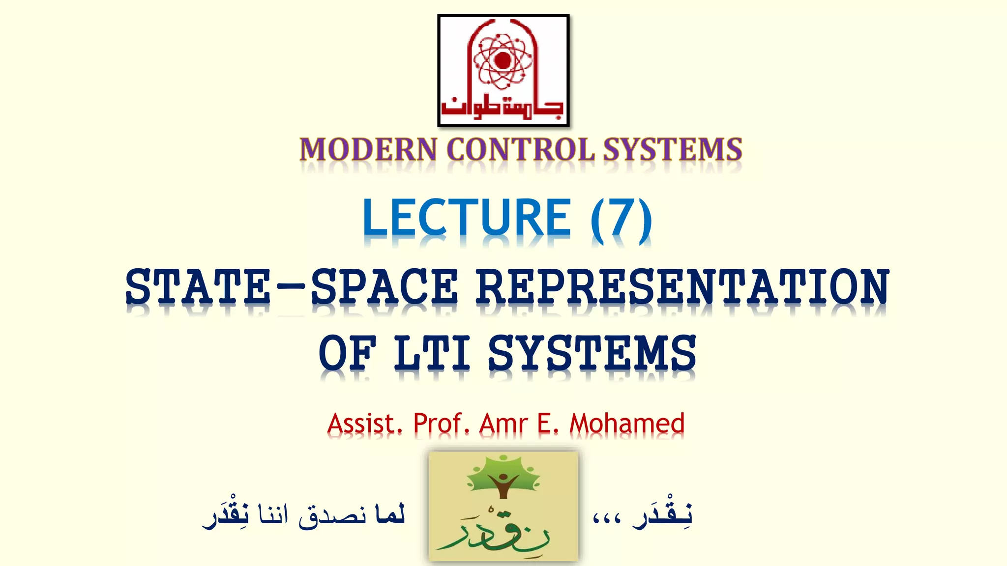 Modern Control Lec07 State Space Modeling Of Lti Systems Pdf