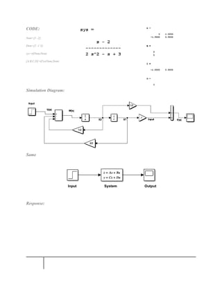 State-Space Realizations Using Control Canonical Form and Simulation ...