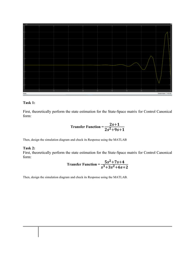 State Space Realizations Using Control Canonical Form And Simulation