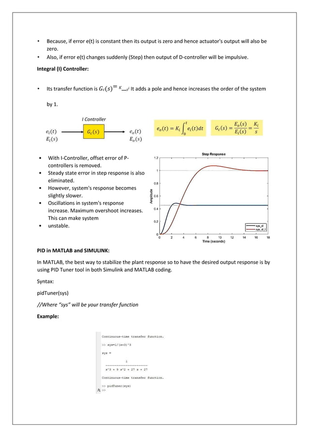 Analysis and Design of PID controller with control parameters in MATLAB and SIMULINK | PDF | Web ...