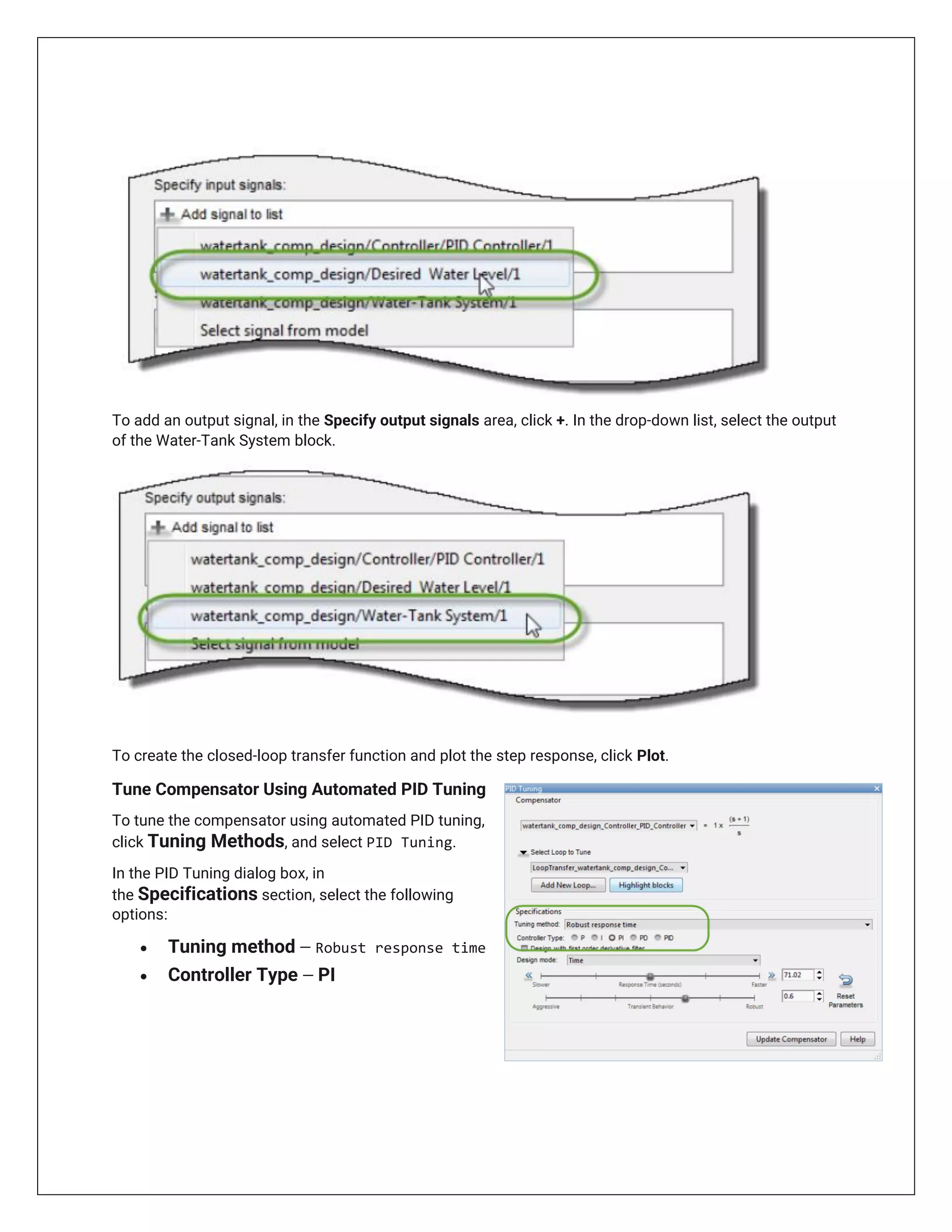 Design Compensator Using Automated PID Tuning for a water tank | PDF ...