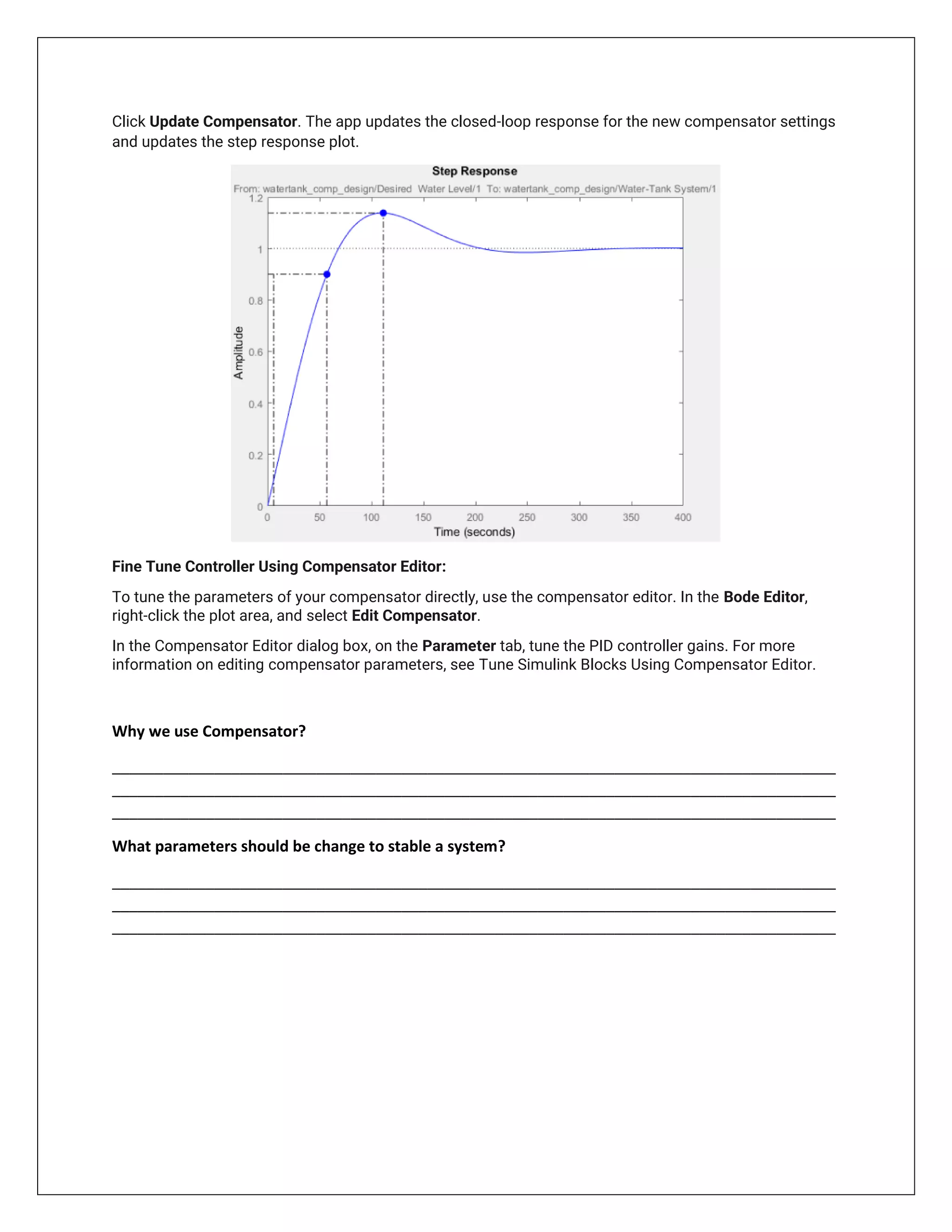 Design Compensator Using Automated PID Tuning for a water tank | PDF | Computing | Technology ...