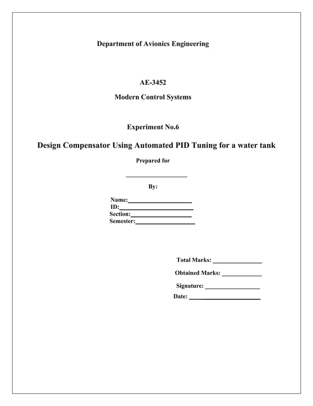 Design Compensator Using Automated PID Tuning for a water tank | PDF | Computing | Technology ...