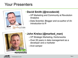 The Modern Data Architecture for Predictive Analytics with Hortonworks and Revolution Analytics ...