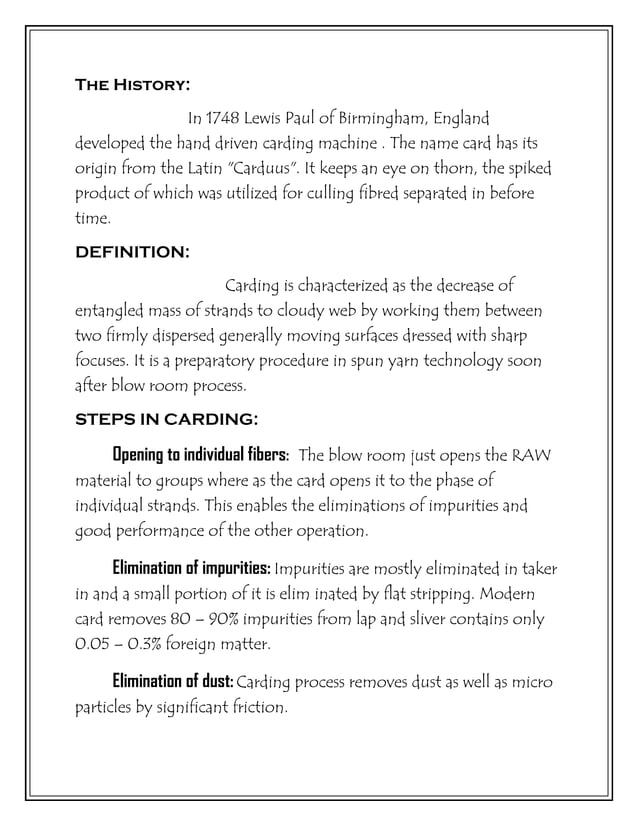 Modern developements in carding | PDF | Needlework | Arts and Crafts