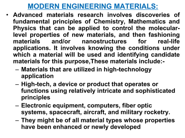 Modern engineering materials | PPTX