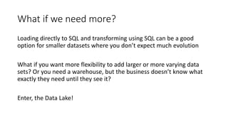 Modern ETL: Azure Data Factory, Data Lake, and SQL Database | PPTX