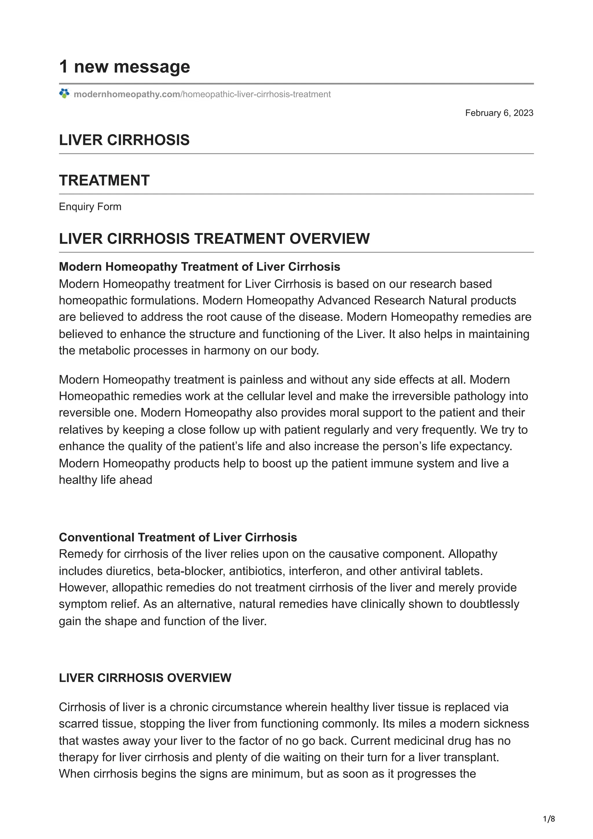 best Homeopathy Treatment of Liver Cirrhosis | PDF