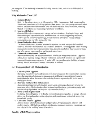 Modernisation of Lifts Upgrade Your Old Elevator for a Smarter, Safer ...