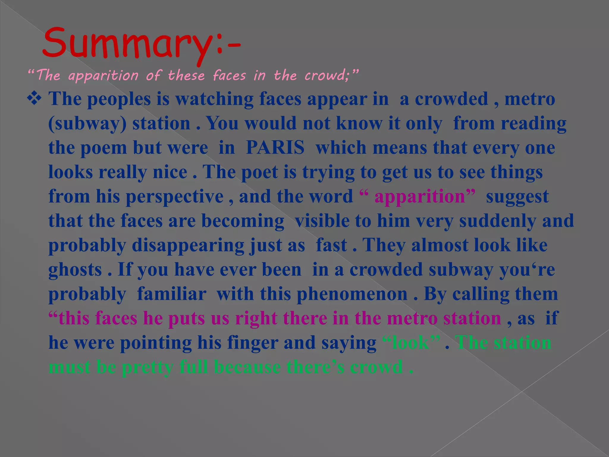 Modernism and In a Station of the Metro poem by Ezra Pound | PPTX