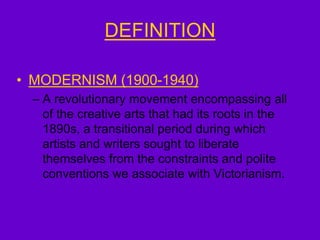 MODERNISM by T.S Eliot a key note for the Students of literature | PPT