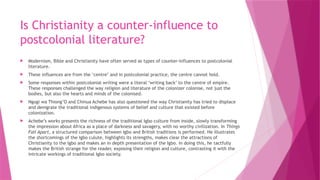 Postcolonial Literature, Modernism, Christianity and the Bible.pptx
