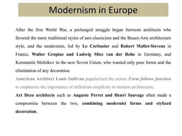 Modernism in europe auguste perret | PPTX | Design | Fine Art