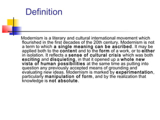Modernism in literature by Monir Hossen | PPT