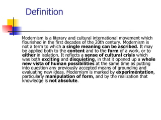 Modernism In Literature | PPT