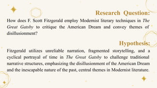 Modernism in 'The Great Gatsby' The Twentieth Century Literature | PDF