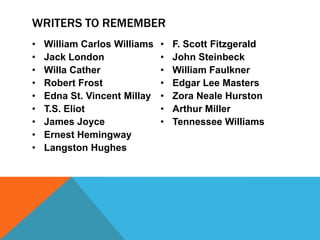 Introduction to Modern Literature 1900-1950 | PPT