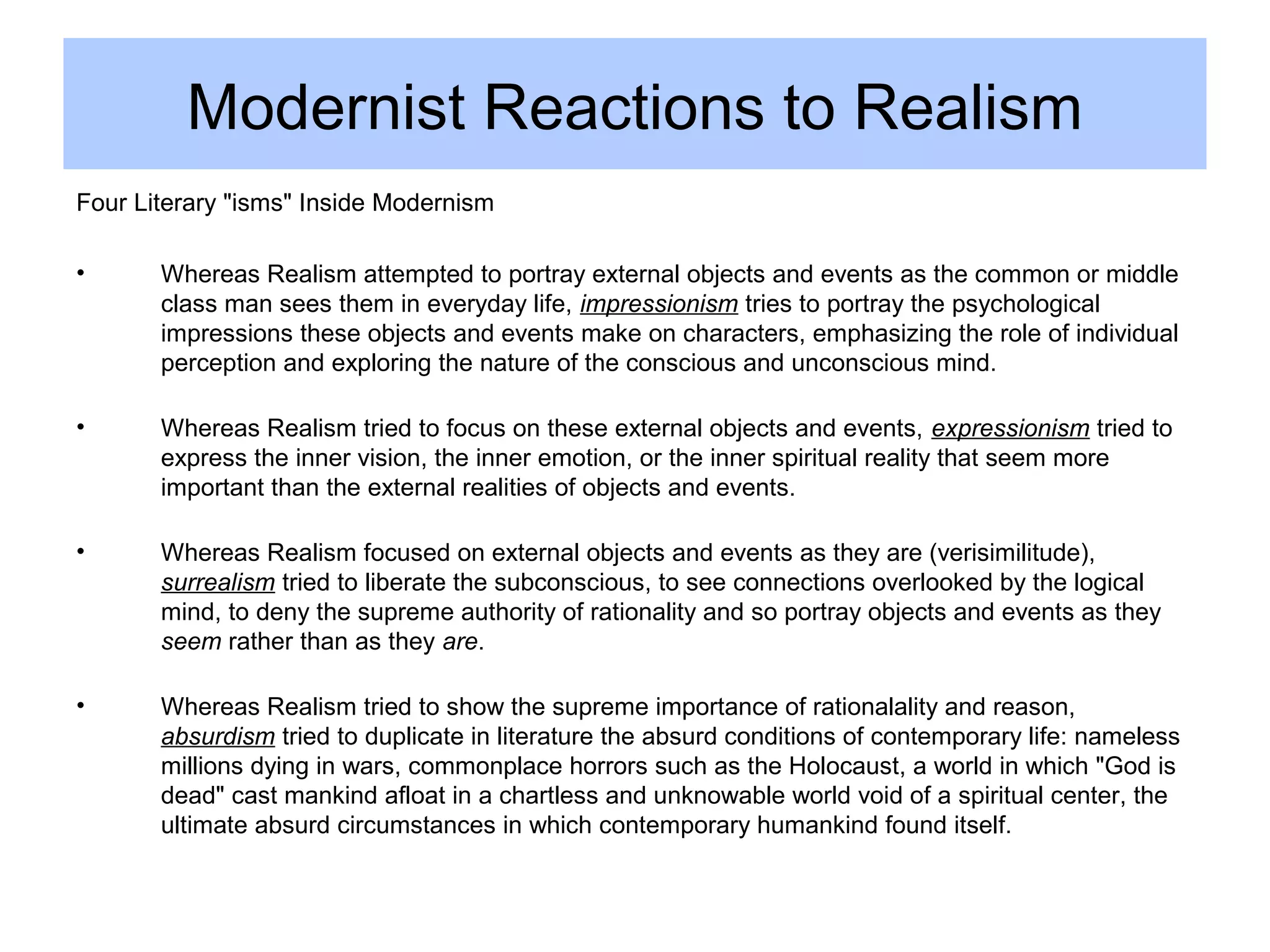 Modernism overview | PPT