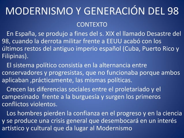 Modernismo Y Generación Del 98 Ppt