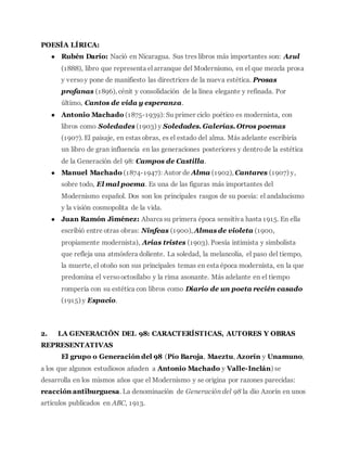 Modernismo y generación del 98 | DOCX