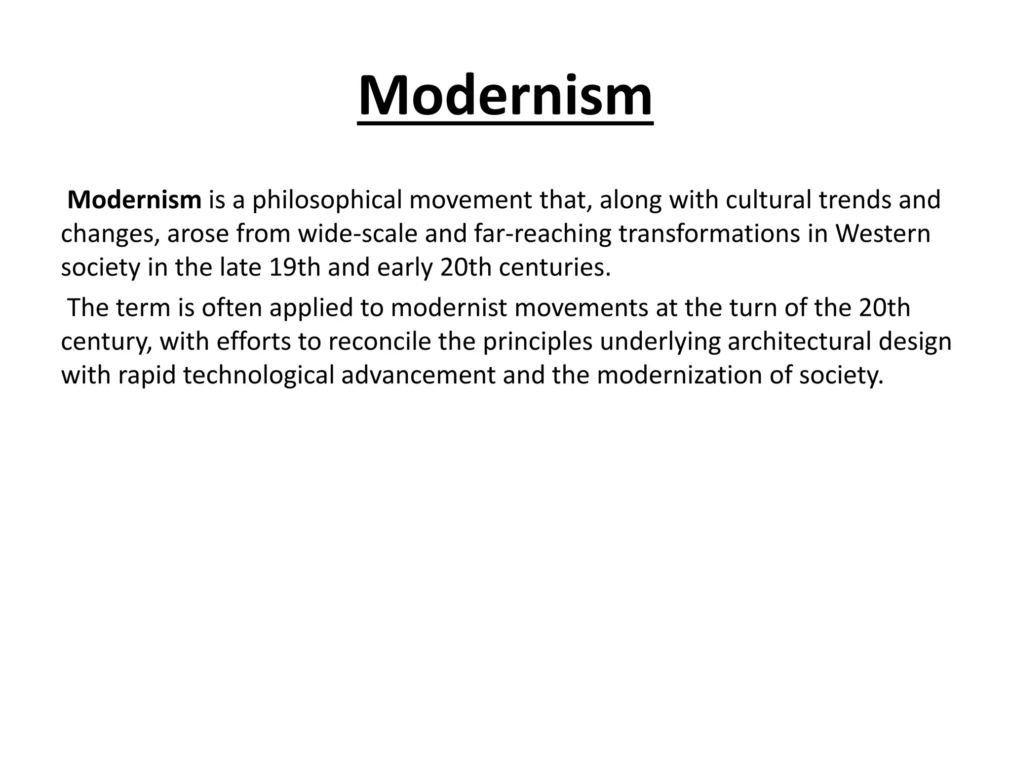 Modernism & postmodernism in architecture | PPTX