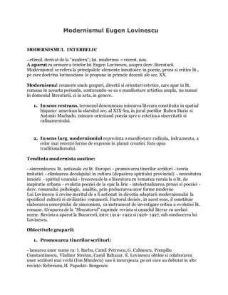 Modernismul eugen lovinescu | DOCX