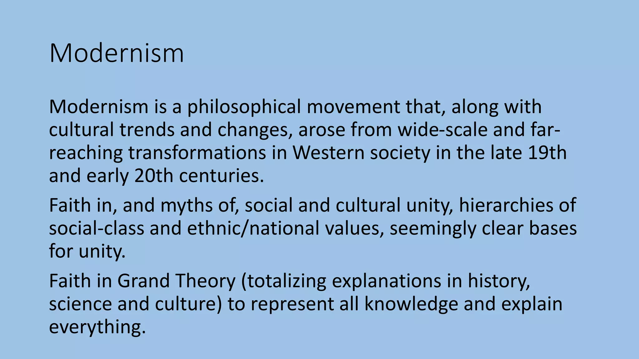 Modernism v postmodernism | PPTX