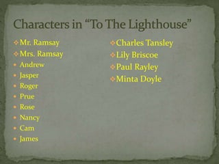 characters sketch of mrs Ramsy and Lily Briscoe | PPTX