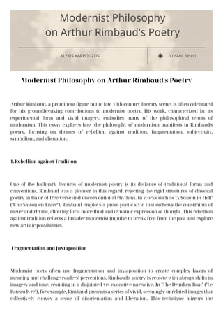 Modernist Philosophy on Arthur Rimbaud's Poetry - Alexis karpouzos | PDF