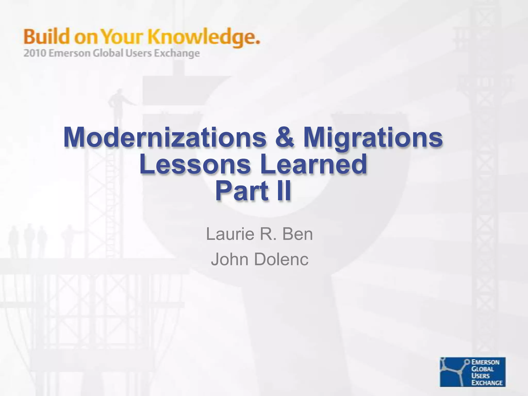 Modernization Lessons Learned -Part 2 | PPT Modernization Lessons Learned -Part 2 | PPT
