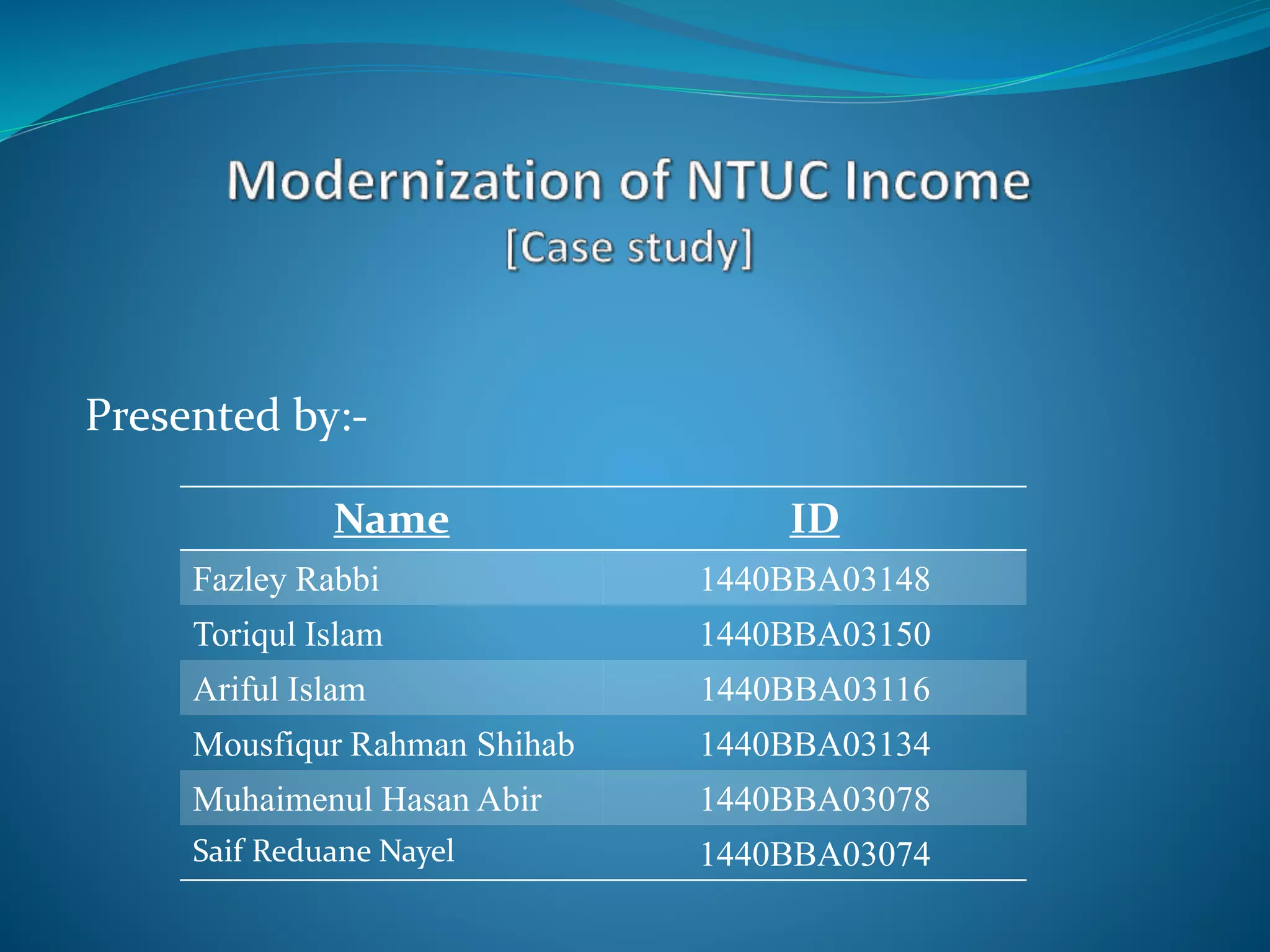 Modernization of NTUC income | PPTX