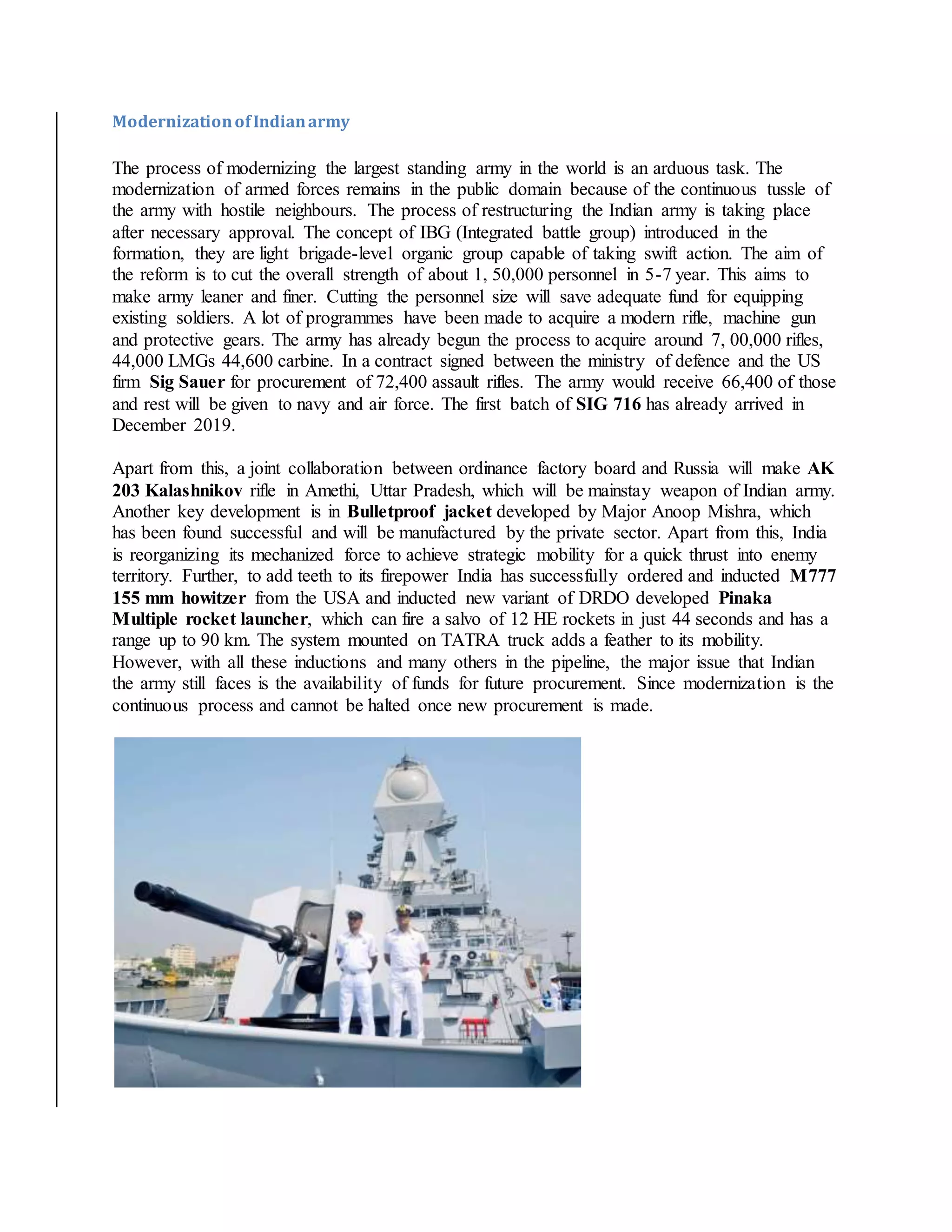 Modernization of the armed forces in india | DOCX