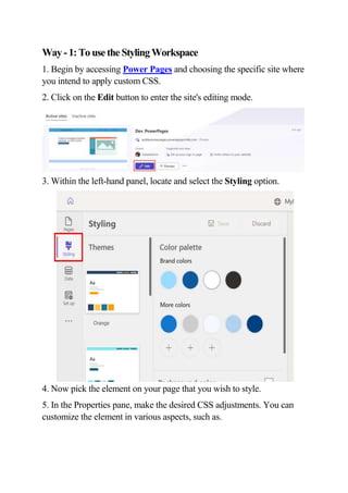 Modernize Microsoft Power Pages with OOTB Styles and Custom Styles.docx