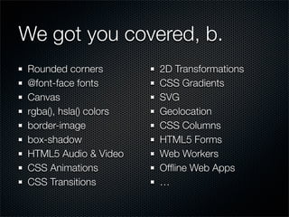 Modernizr - Detecting HTML5 and CSS3 support | PDF