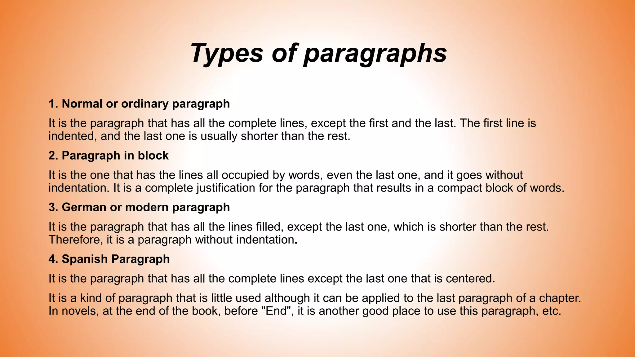 Modern languages program discursive -types of paragraphs. | PPT