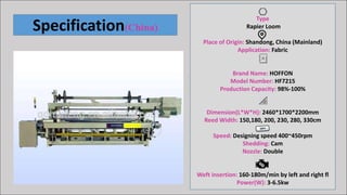 analysis of Modern loom (Type, Brand, specification) | PPTX