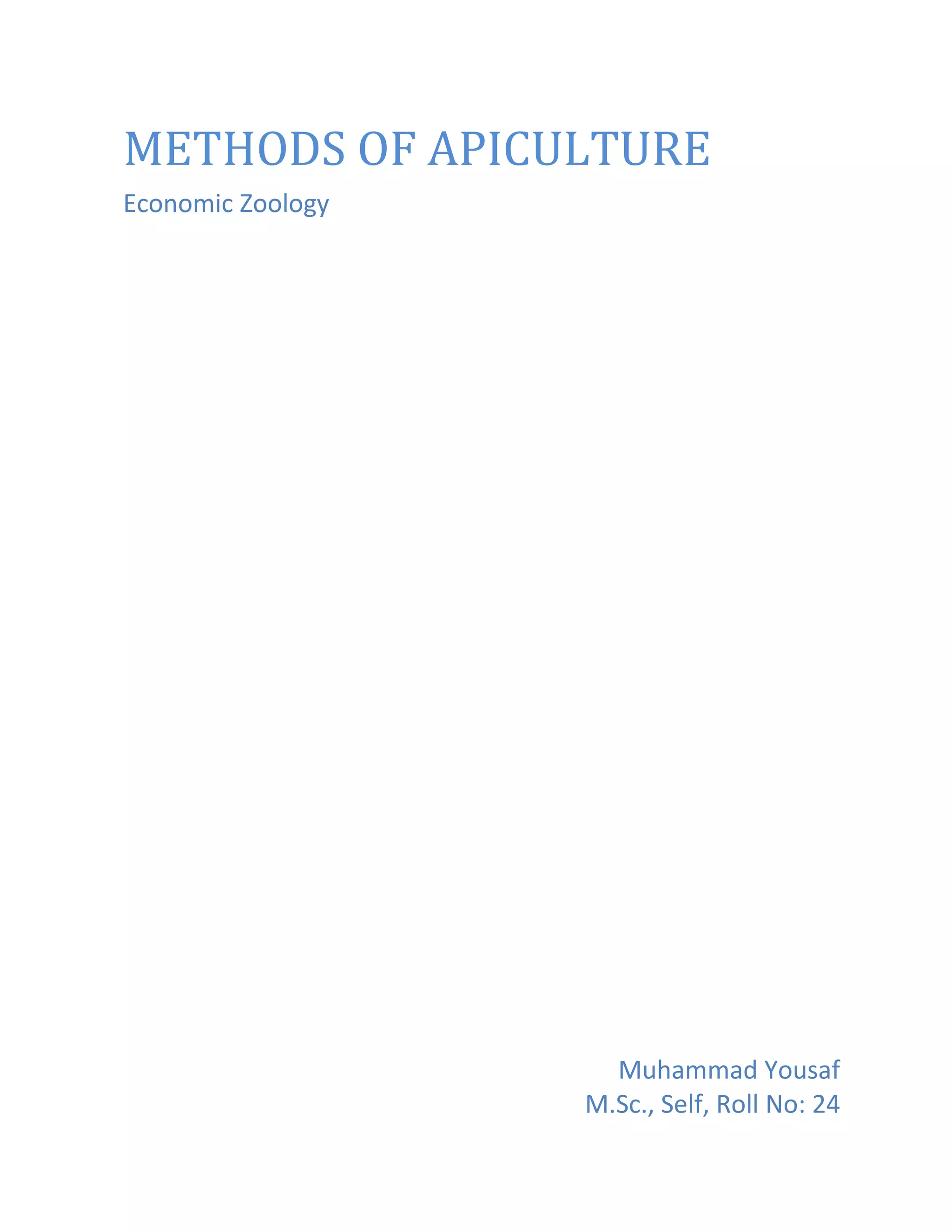 Modern method of apiculture - Apiculture - Beekeeping | PDF