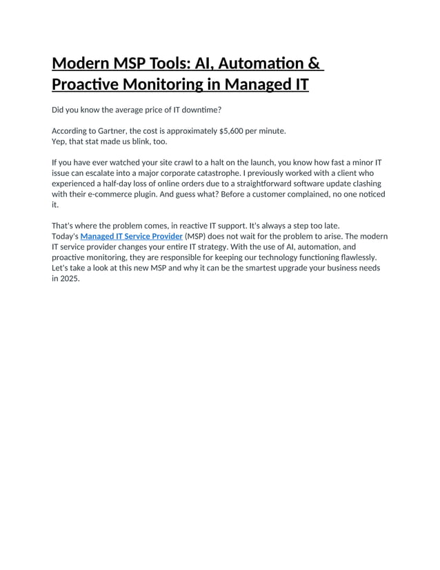 Modern MSP Tools: AI, Automation & Proactive Monitoring in Managed IT ...
